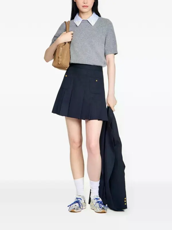 Sandro Detachable Striped Collar Wool Sweater