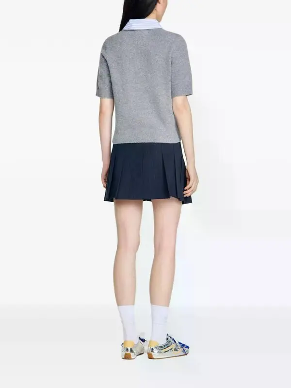 Sandro Detachable Striped Collar Wool Sweater