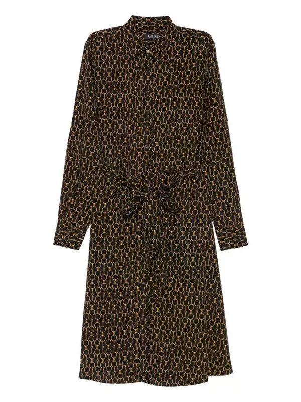 Ralph Lauren Chain Print Midi Dress - Black