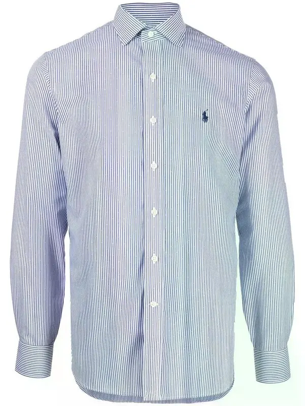 Polo Ralph Lauren Striped Logo-embroidered Shirt - Blue