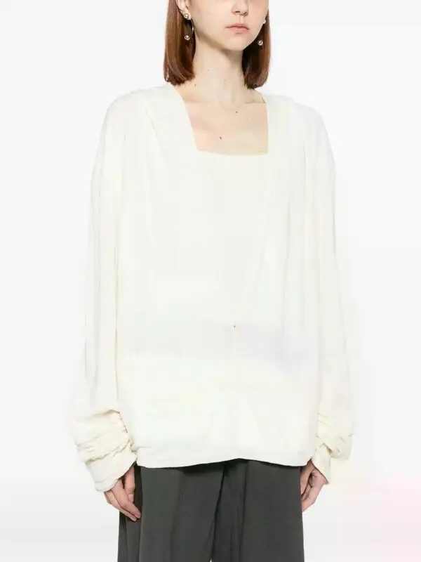 MA+ Long-sleeved Hoodie With Plunging V-neck And Slouchy Hood