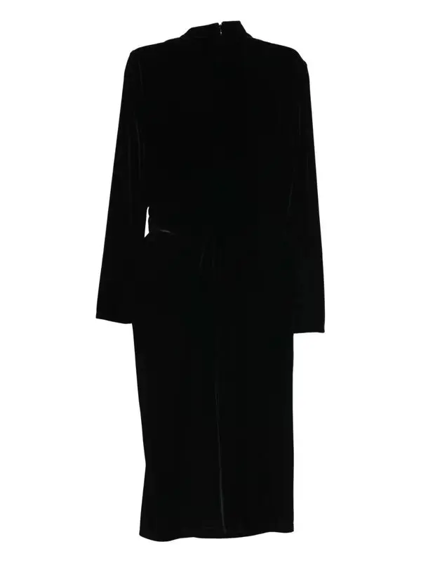 Ralph Lauren Ruched Long-sleeve Velvet Dress