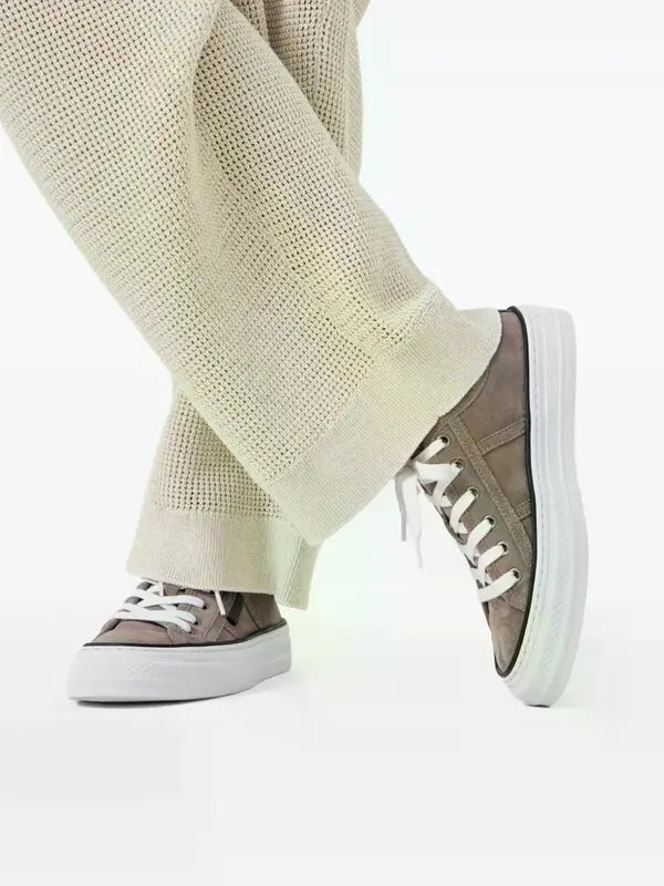 Brunello Cucinelli Monili Embellished Suede Platform Sneakers