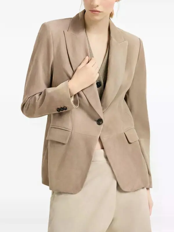 Brunello Cucinelli Suede Monili Detail Blazer