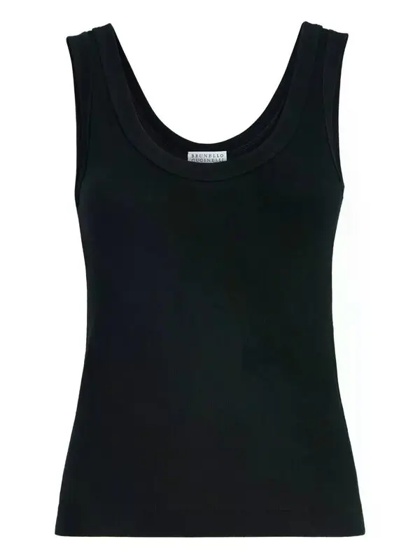 Brunello Cucinelli Monili Detail Ribbed Tank Top - Black