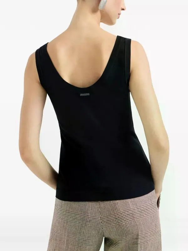 Brunello Cucinelli Monili Detail Ribbed Tank Top - Black