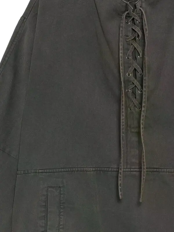 LOW CLASSIC Lace Up Washed Cotton Sweatshirt