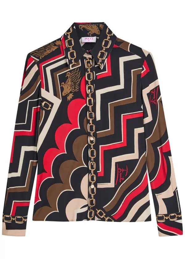 Emilio Pucci Istrice Printed Stretch-satin Shirt - Red