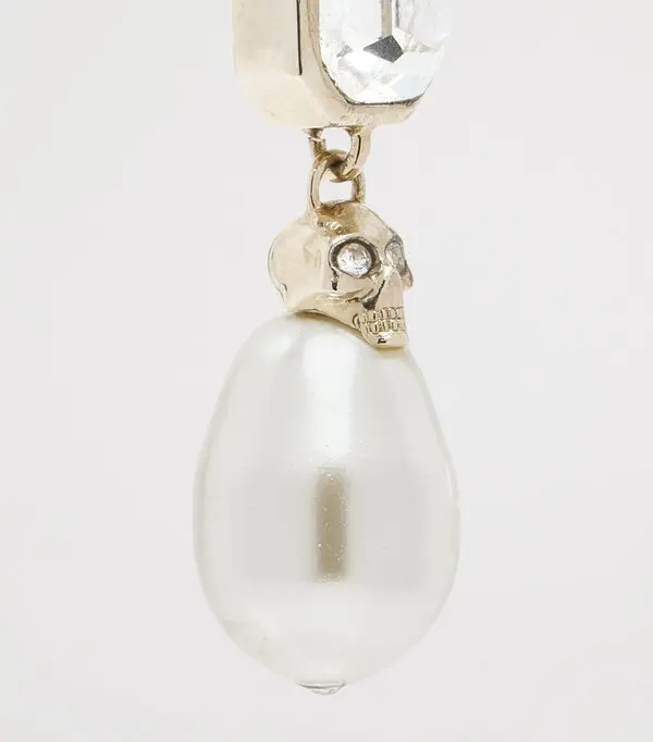 Alexander McQueen Embellished Skull Drop Earrings - Black