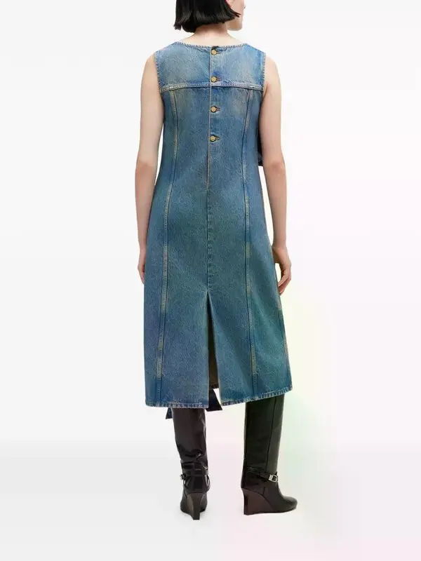 GANNI Light Rigid Denim Dress With Bow Detailing