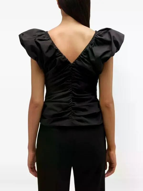 GANNI Ruched Zip Blouse