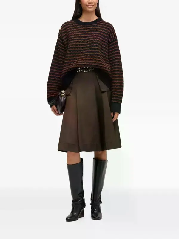GANNI Button Striped Knitwear - Black