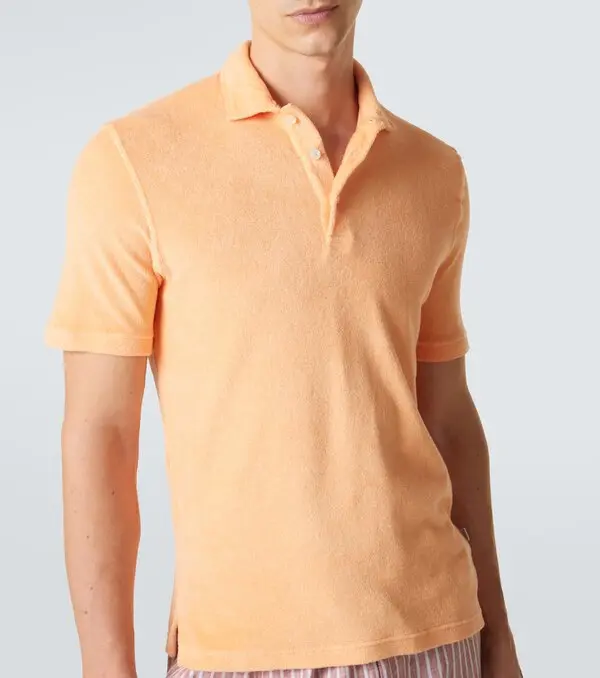 Fedeli Mondial Cotton Terry Polo Shirt - Orange