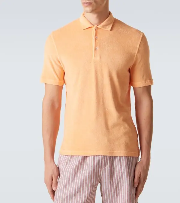 Fedeli Mondial Cotton Terry Polo Shirt - Orange