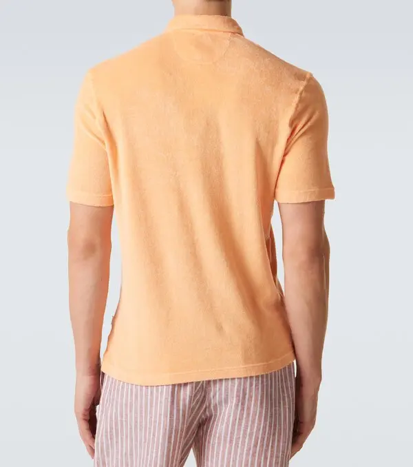 Fedeli Mondial Cotton Terry Polo Shirt - Orange