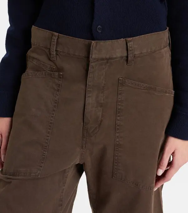 NILI LOTAN Shon Cotton Twill Barrel-leg Trousers In Wood - Brown