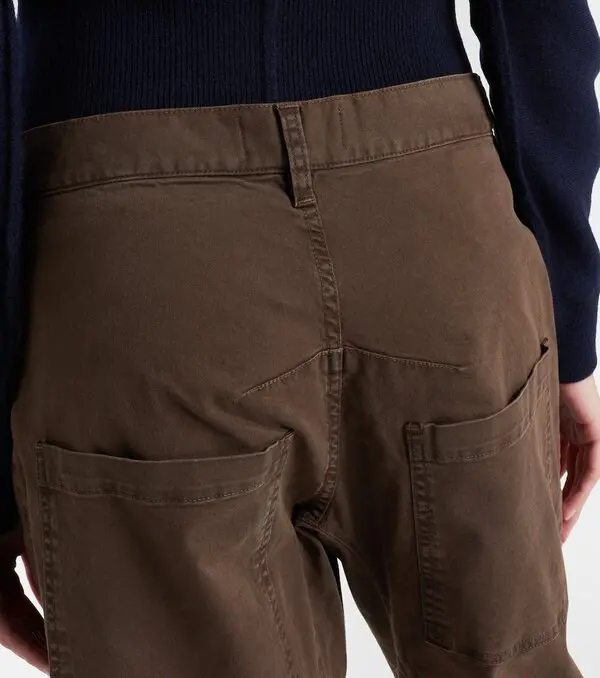 NILI LOTAN Shon Cotton Twill Barrel-leg Trousers In Wood - Brown