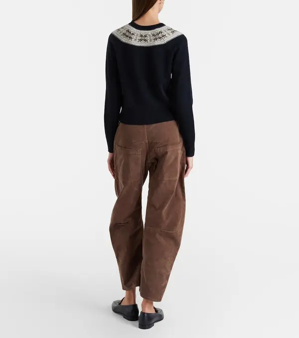 NILI LOTAN Shon Corduroy Barrel-leg Trousers - Brown