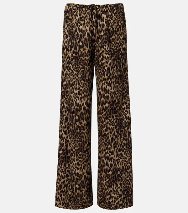 NILI LOTAN Adriel Leopard-print Wide-leg Pants - Multicoloured
