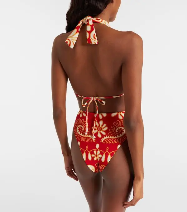 CALA DE LA CRUZ High-rise Bikini Bottoms - Red