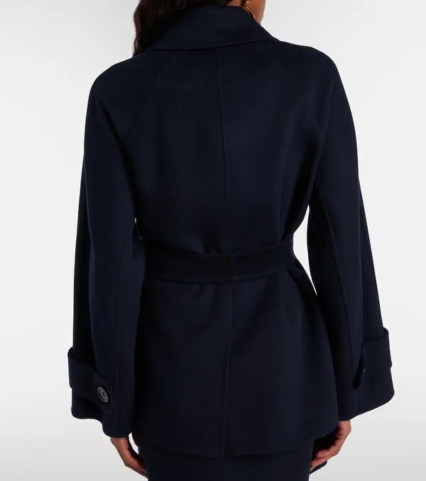 Max Mara Louise Belted Double-breasted Virgin Wool Jacket - Blue