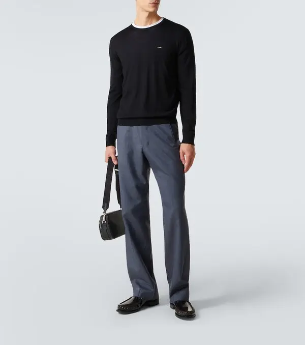 Prada Virgin Wool Crew Neck Sweater - Black