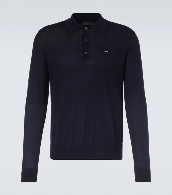 Prada Virgin Wool Polo Sweater - Blue