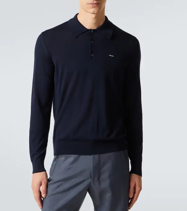 Prada Virgin Wool Polo Sweater - Blue