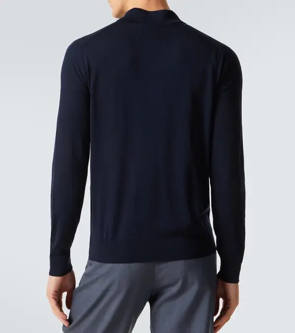 Prada Virgin Wool Polo Sweater - Blue