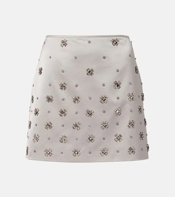 Veronica Beard Olenna Embellished Mini Skirt - Grey