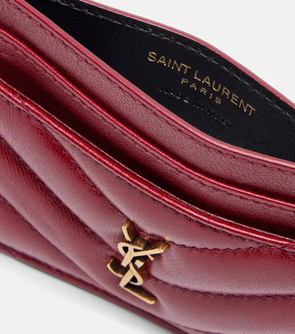 Saint Laurent Cassandre Matelasse Leather Card Holder - Red