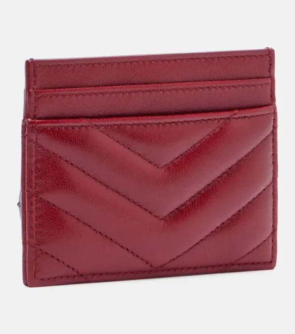 Saint Laurent Cassandre Matelasse Leather Card Holder - Red