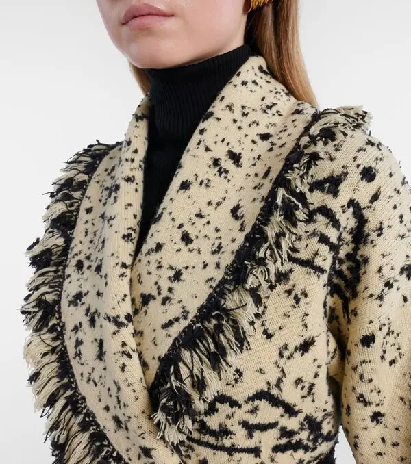 Alanui Ocean Whispers Fringed Wool-blend Cardigan - Yellow