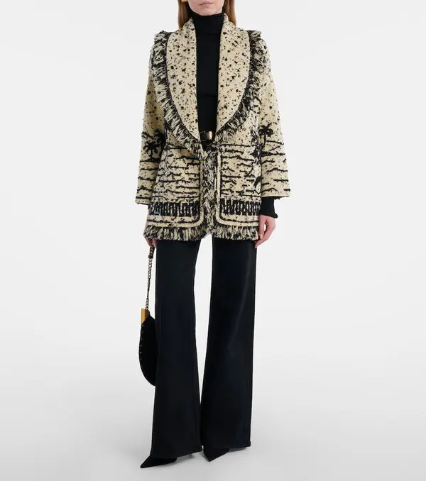 Alanui Ocean Whispers Fringed Wool-blend Cardigan - Yellow