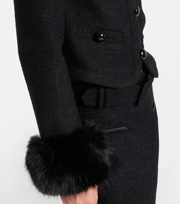 SELF-PORTRAIT Belted Tweed Mini Skirt