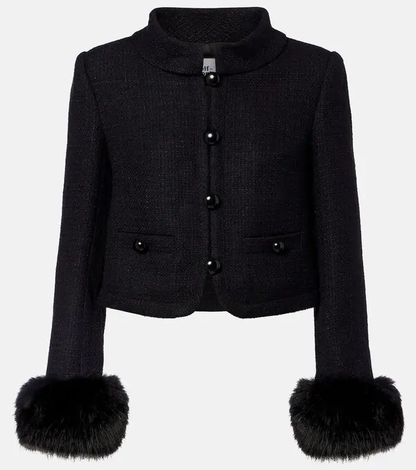 SELF-PORTRAIT Boucle Jacket With Faux Fur Cuffs