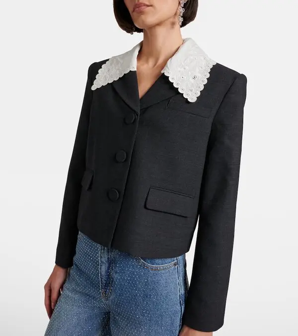 SELF-PORTRAIT Cropped Broderie Anglaise Jacket
