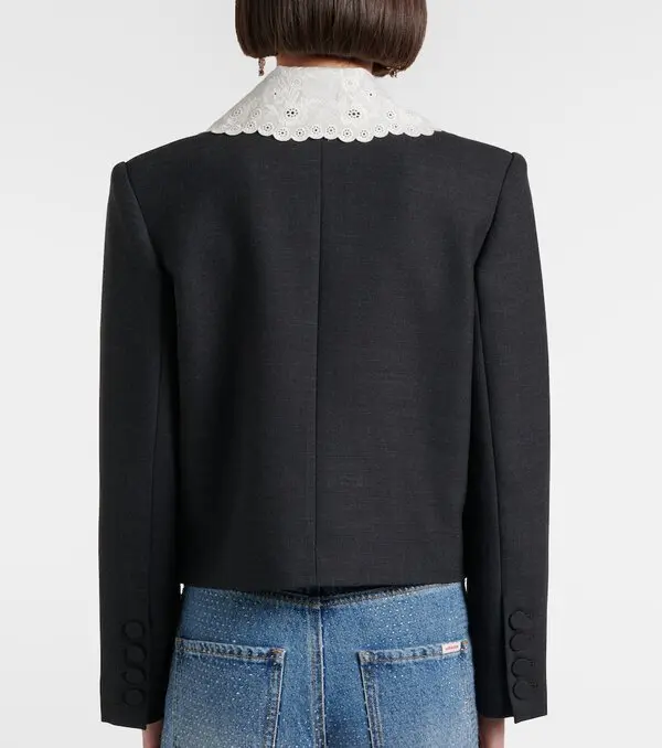 SELF-PORTRAIT Cropped Broderie Anglaise Jacket