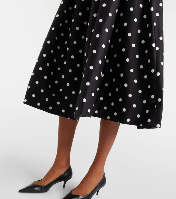 SELF-PORTRAIT Polka-dot Off-shoulder Midi Dress - Black