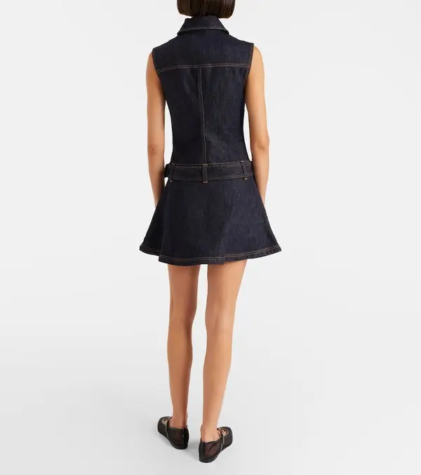 SELF-PORTRAIT Belted Denim Minidress