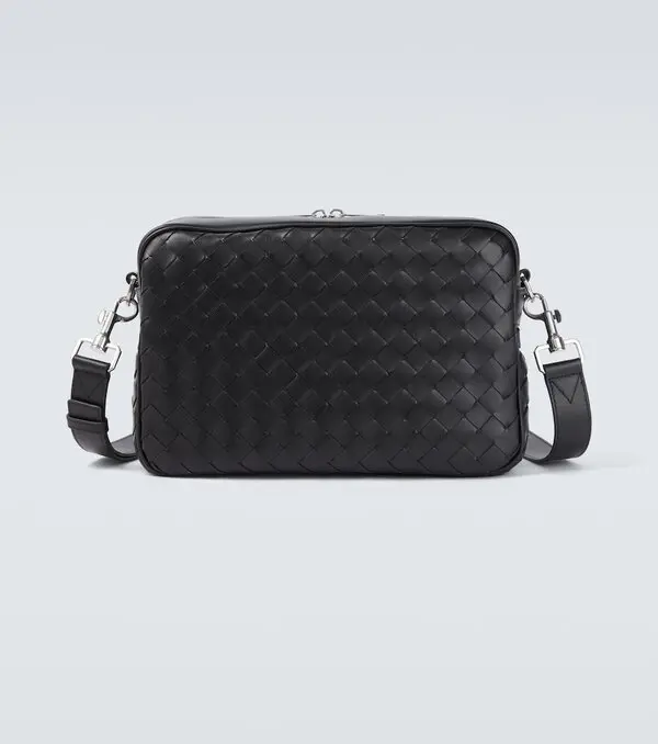Bottega Veneta Intrecciato Leather Camera Bag - Black