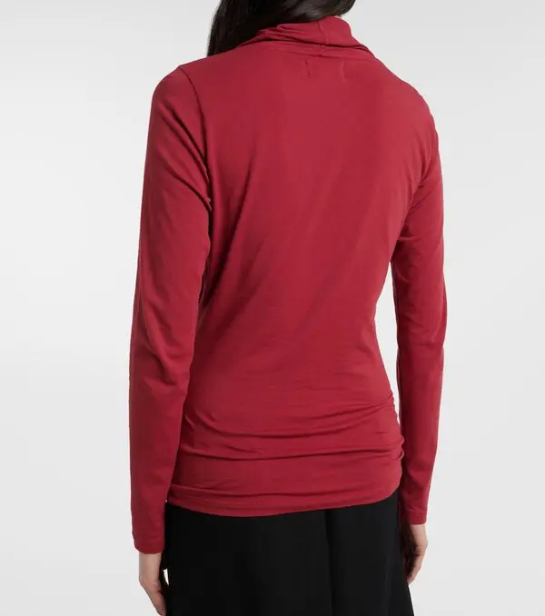 Velvet By Graham & Spencer Meri Cotton-blend Jersey Wrap Top In Ruby - Red