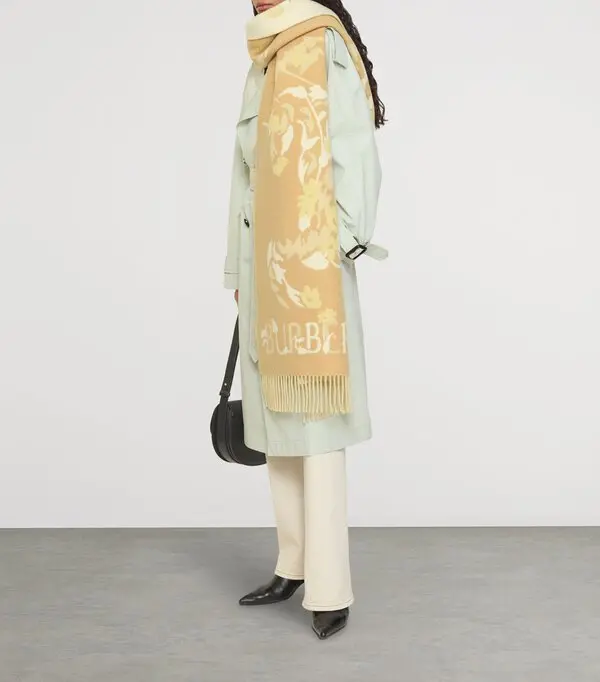 Burberry Cashmere Floral Ekd Scarf