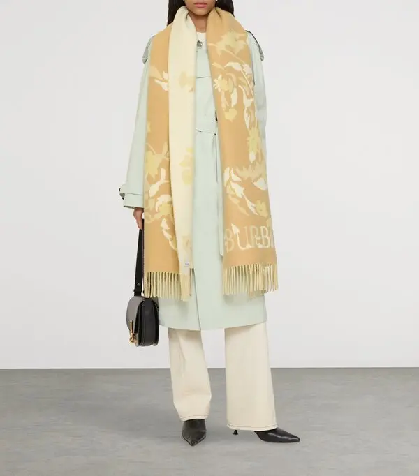 Burberry Cashmere Floral Ekd Scarf