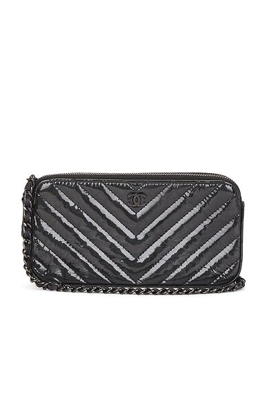 Chanel Patent So Double Zip Clutch