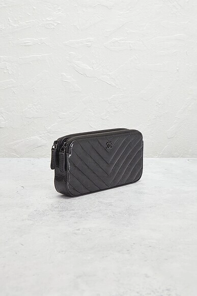 Chanel Patent So Double Zip Clutch