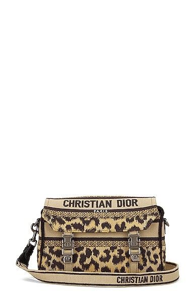 Dior Camp Messenger Shoulder Bag In Canvas - Leopard