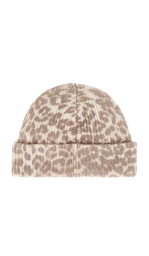 GANNI Graphic Mix Printed Leopard Beanie - Brown