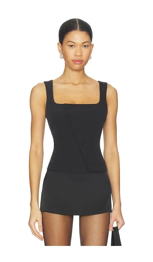 ALL THE WAYS Gwynne Button Up Top - Black