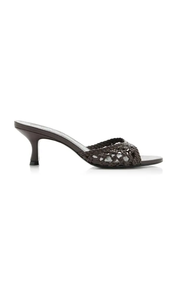 Staud Brigitte Hand-knotted Leather Mules - Brown